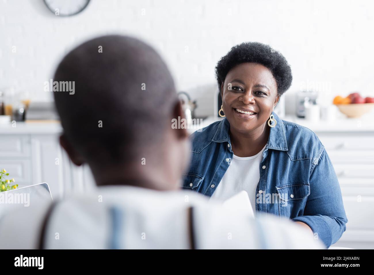 happy senior african american woman looking at husband Stock Photo - Alamy