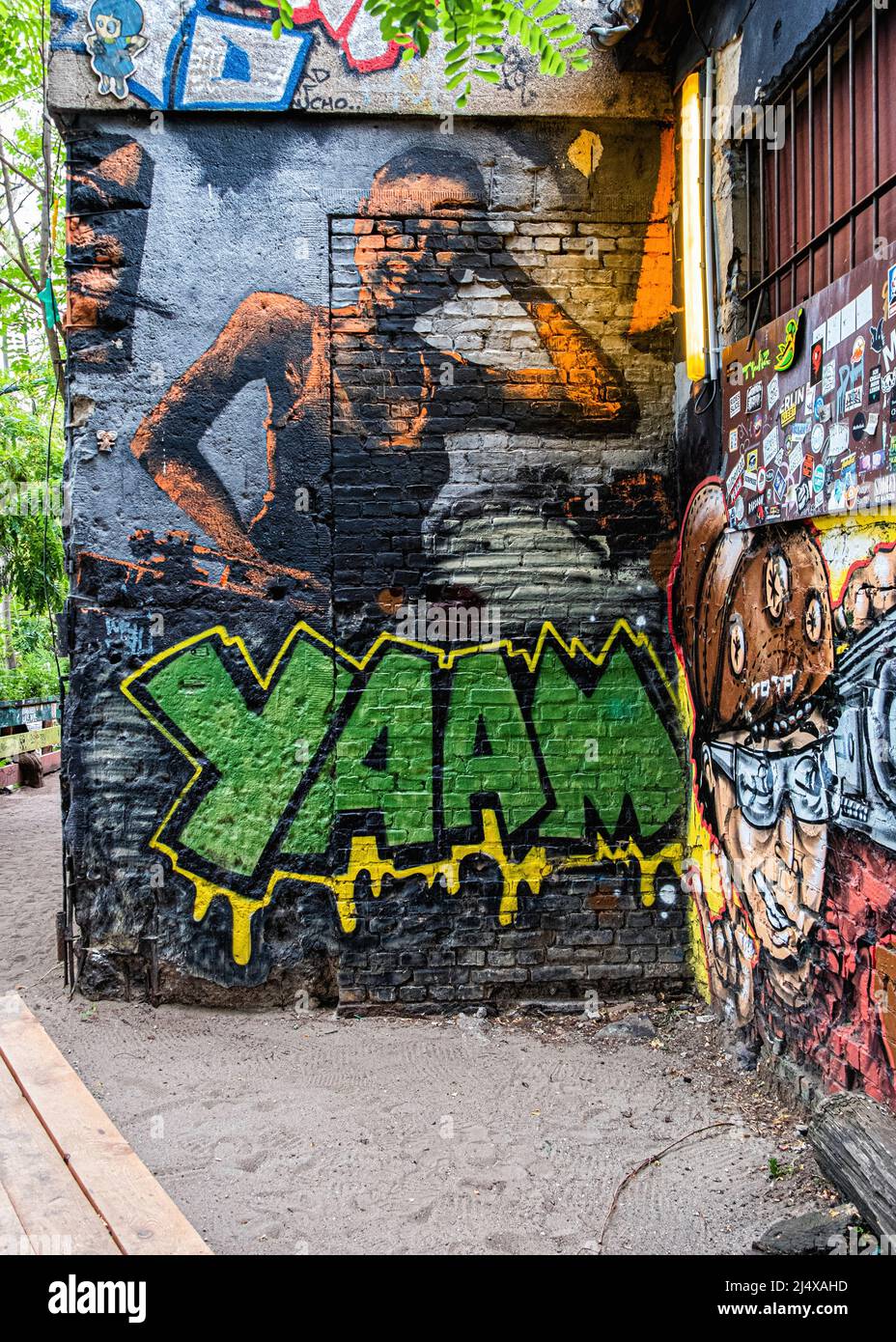 Urban art along riverside path at YAAM Young African Art Market at ...