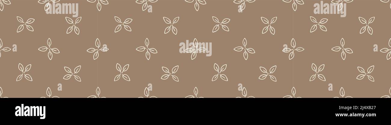 Gender neutral foliage seamless vector border. Simple whimsical 2 tone ...