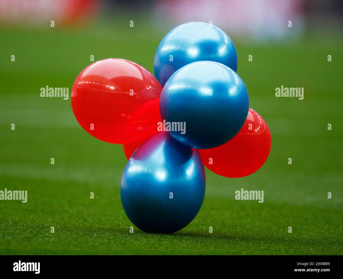 LONDON, ENGLAND - APRIL 17:Balloons on the pitch before kick off during ...
