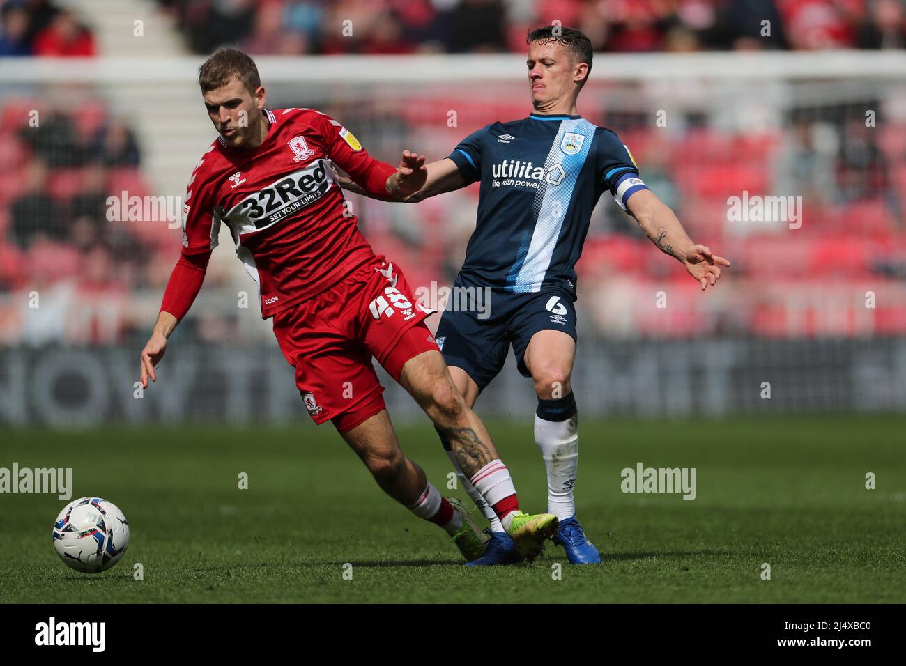 MIDDLESBROUGH, UK. APR 18TH Middlesbrough's Riley McGree in action with ...