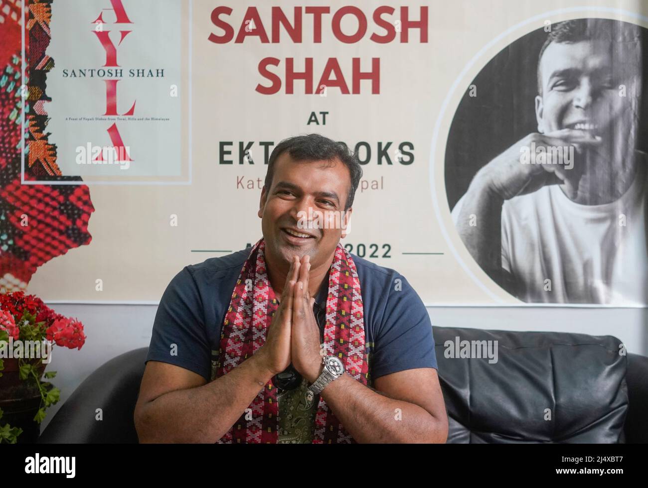 Kathmandu, Nepal. 18th Apr, 2022. MasterChef Santosh Shah gestures to ...