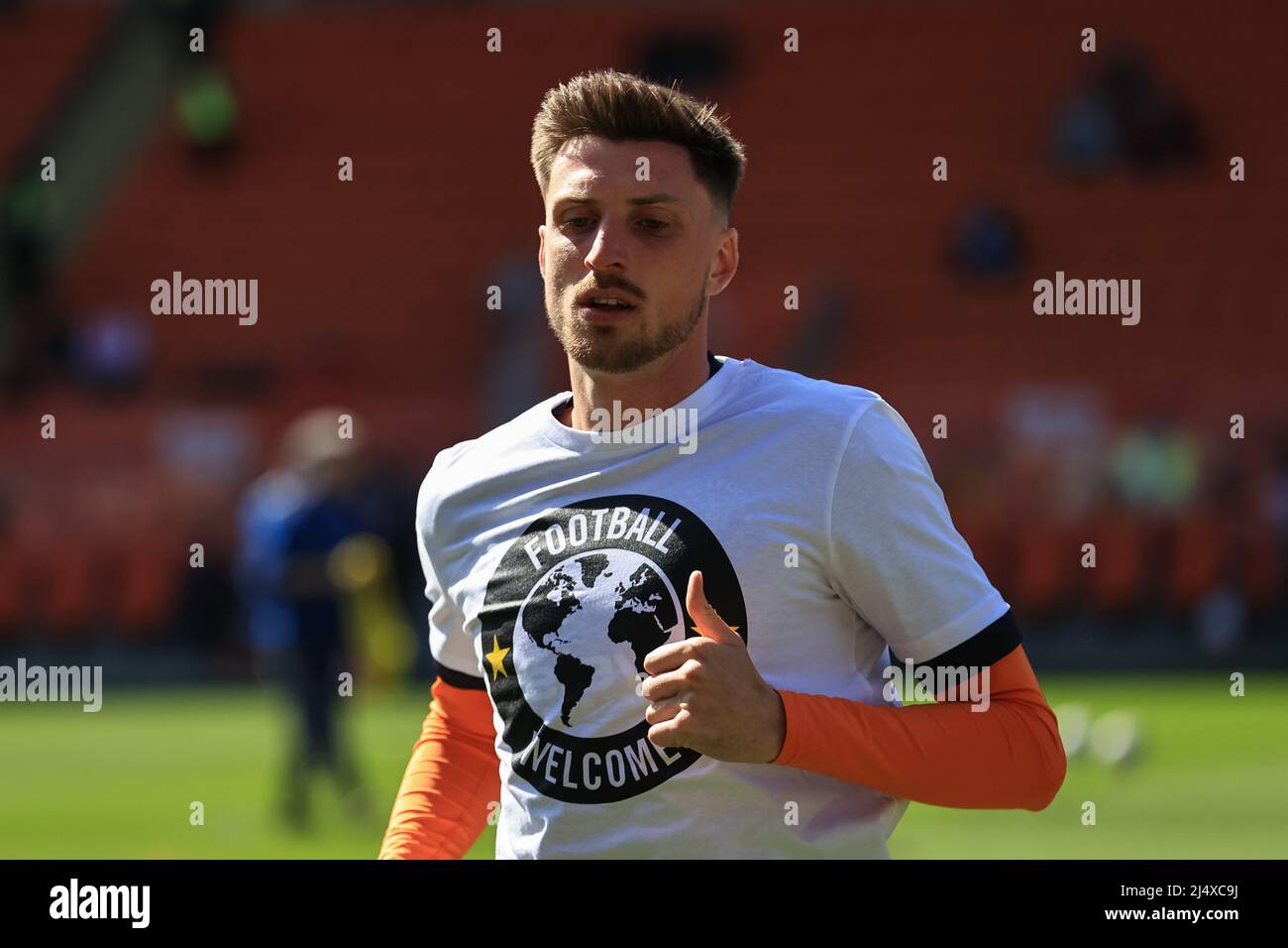 Blackpool, UK. 18th Apr, 2022. Jake Beesley #28 of Blackpool during the ...