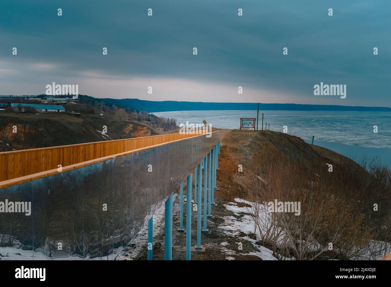 Viewpoint overlooking the Volga River in Tetyushi, Tatarstan. Tourism ...