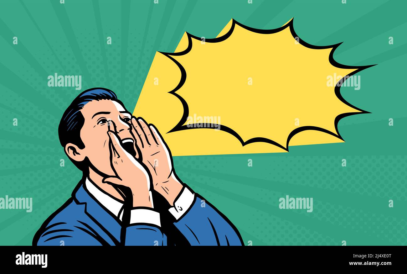 Cartoon illustration man screaming loud hi-res stock photography and ...