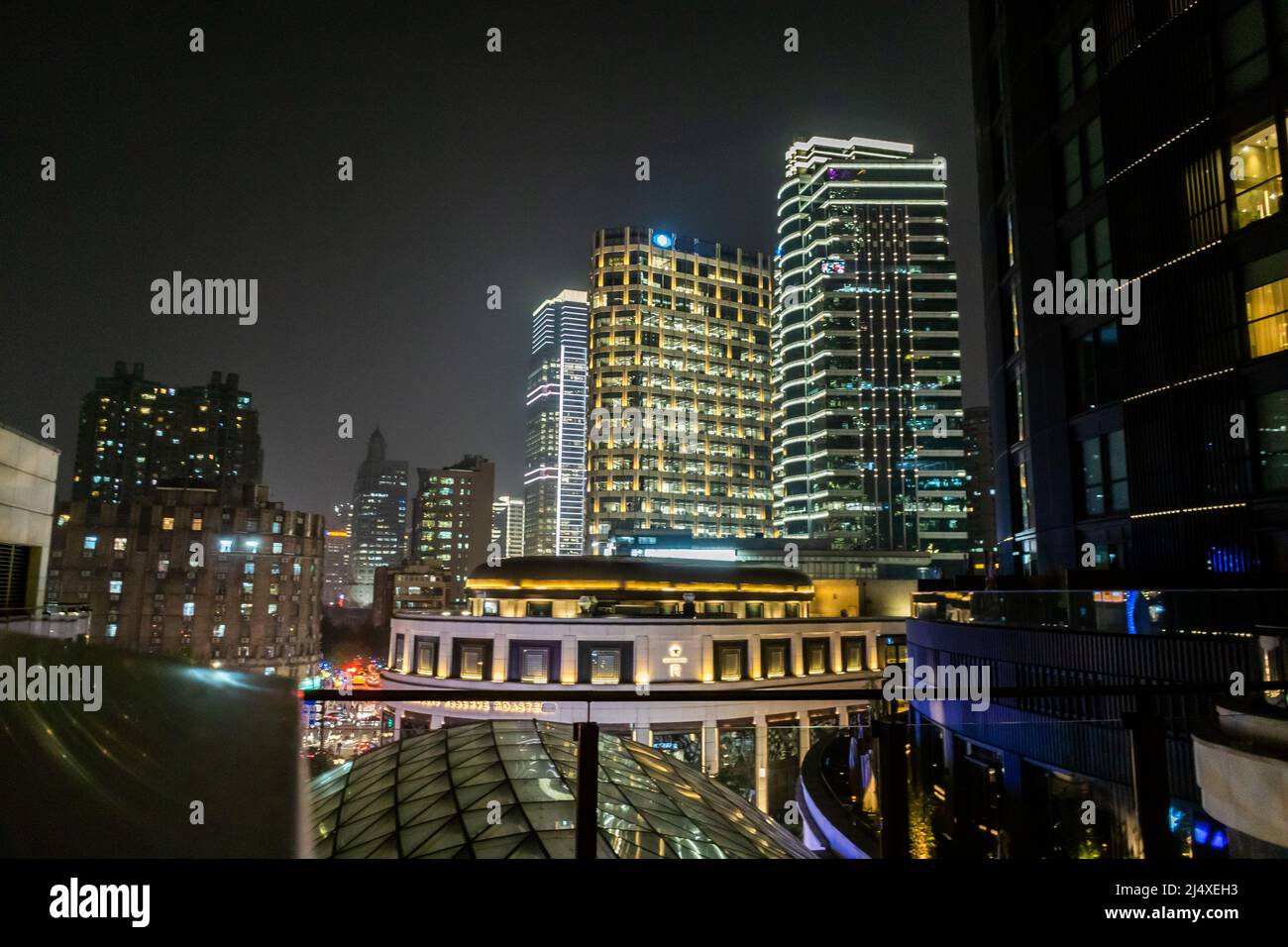 Shanghai, CHINA, Panorama, large business, Office buildings Cityscape ...