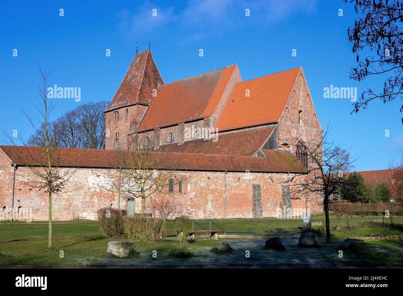Historic monastery church from Rehna in red brick architecture against ...