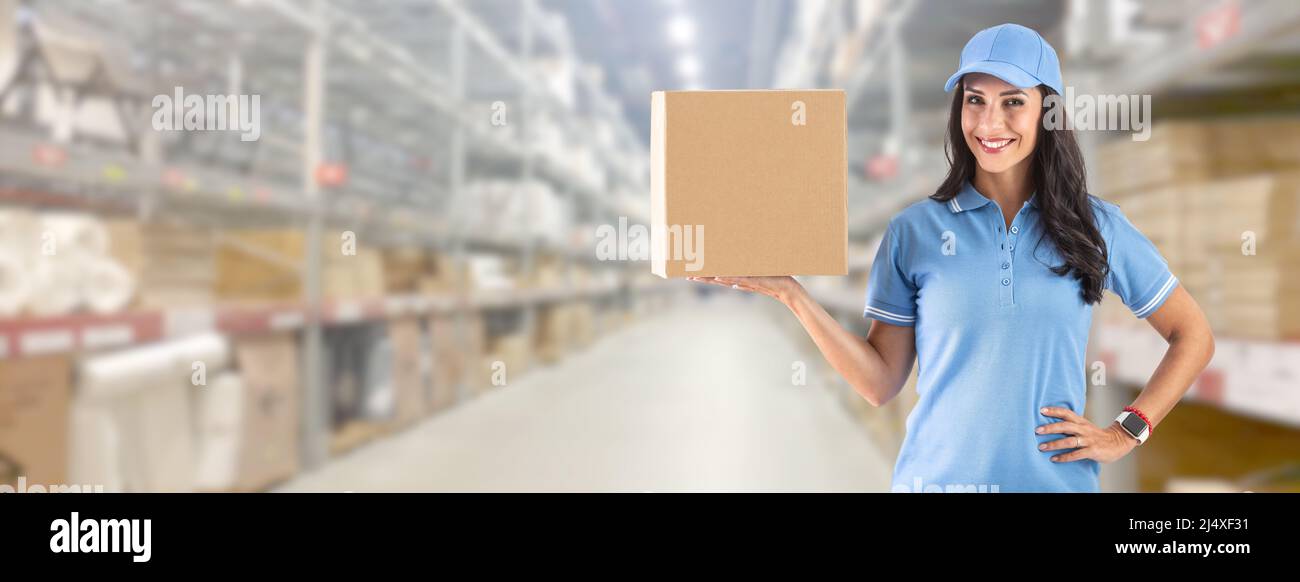 Female worker packing box in warehouse hi-res stock photography and ...