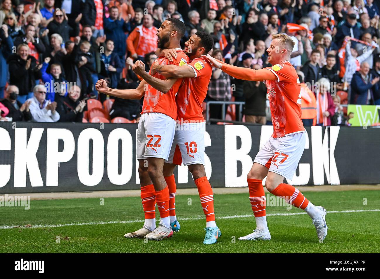 CJ Hamilton #22 of Blackpool celebrates his goal to make it 2-0 Stock ...