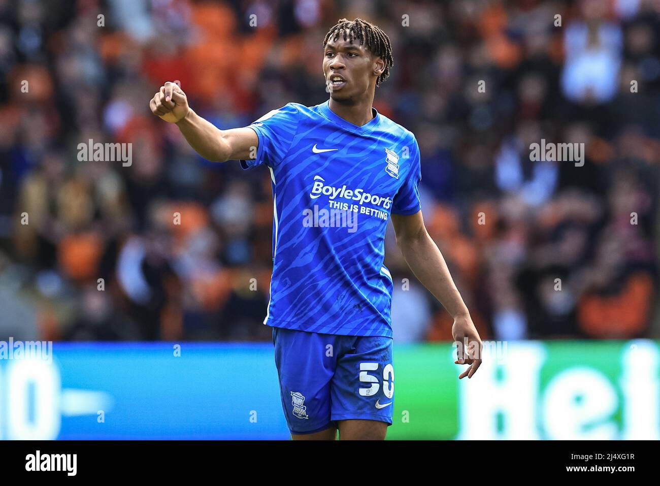 Nico Gordon #50 of Birmingham City gives his team instructions Stock ...