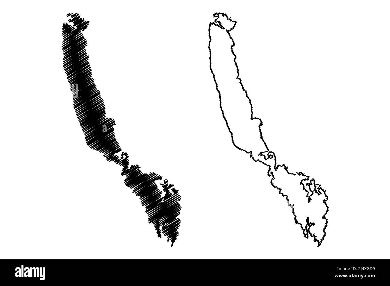 Vaddo island (Kingdom of Sweden) map vector illustration, scribble ...