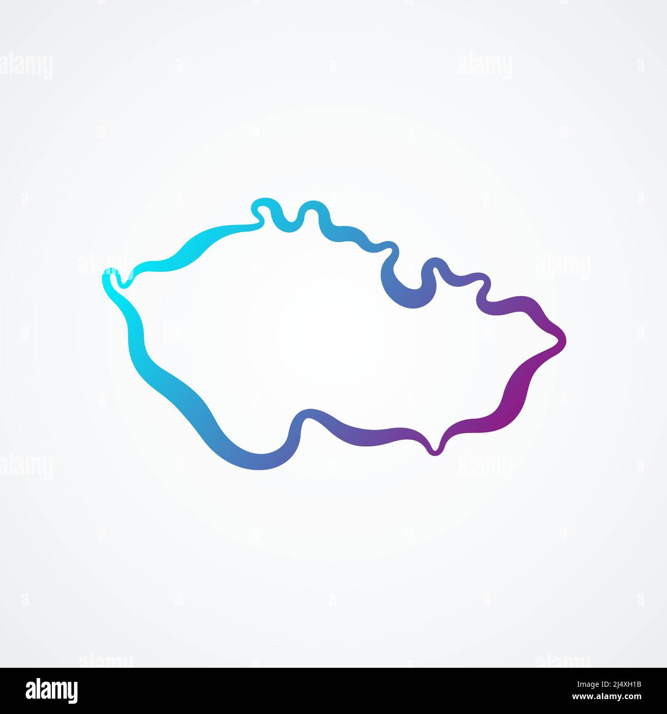 Outline map of Czech Republic with blue-purple gradient Stock Vector ...