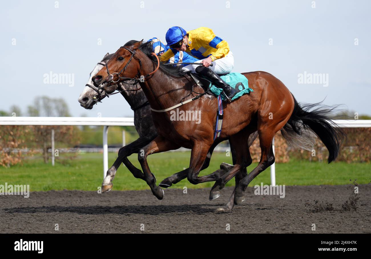 Belloccio ridden by jockey David Egan (far side) on their way to ...