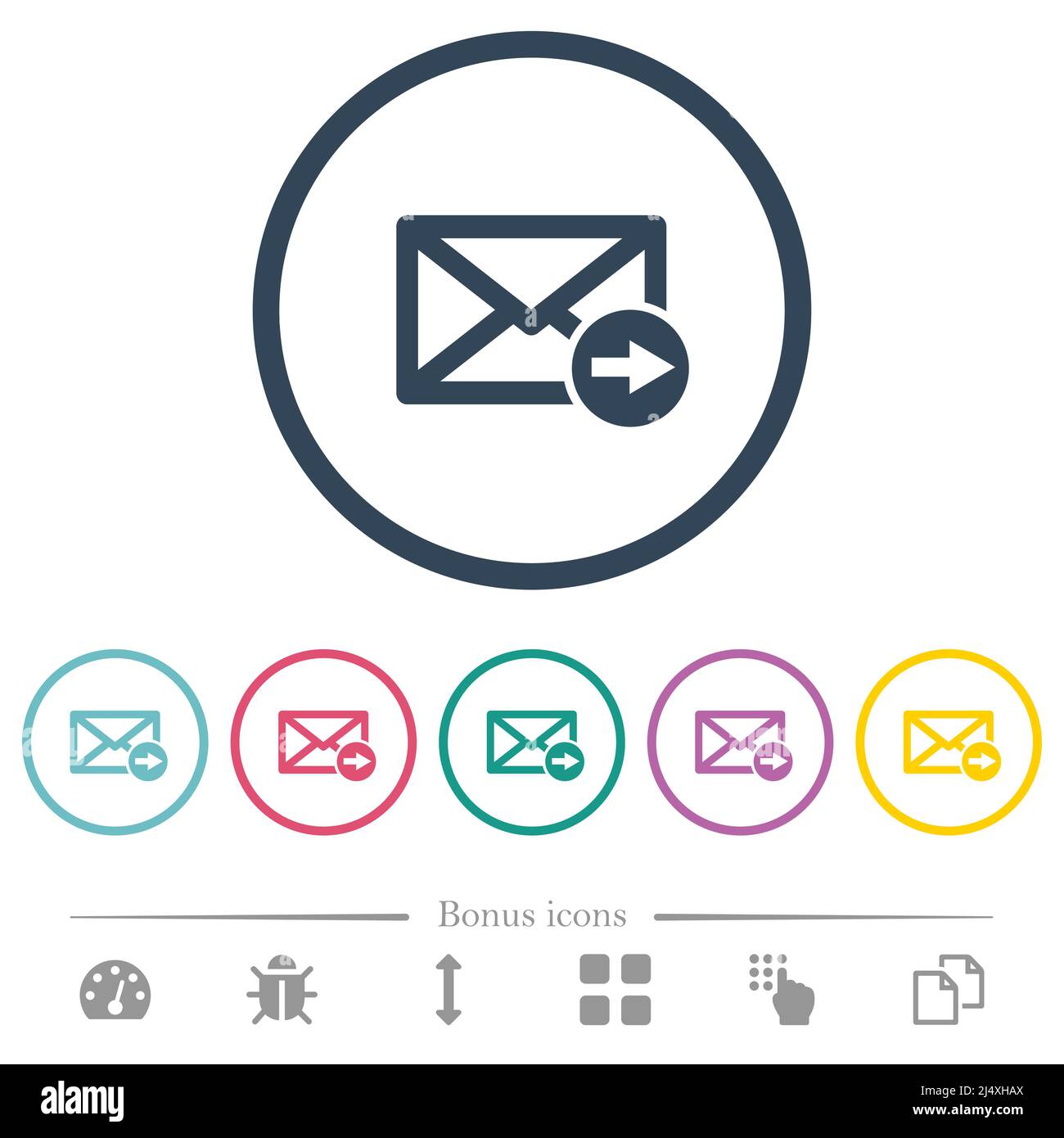 Mail forwarding flat color icons in round outlines. 6 bonus icons ...