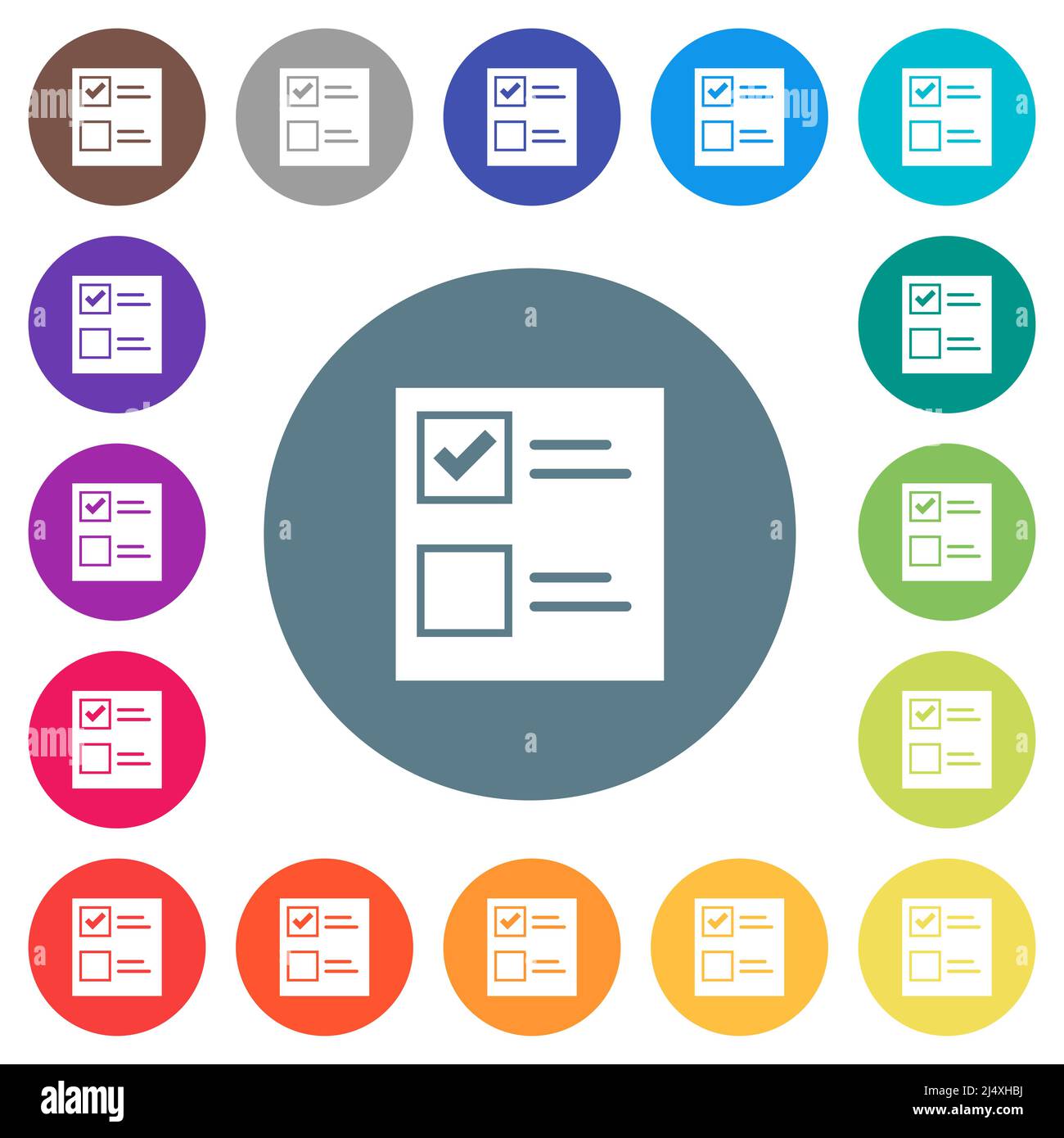 Ballot paper solid flat white icons on round color backgrounds. 17 ...