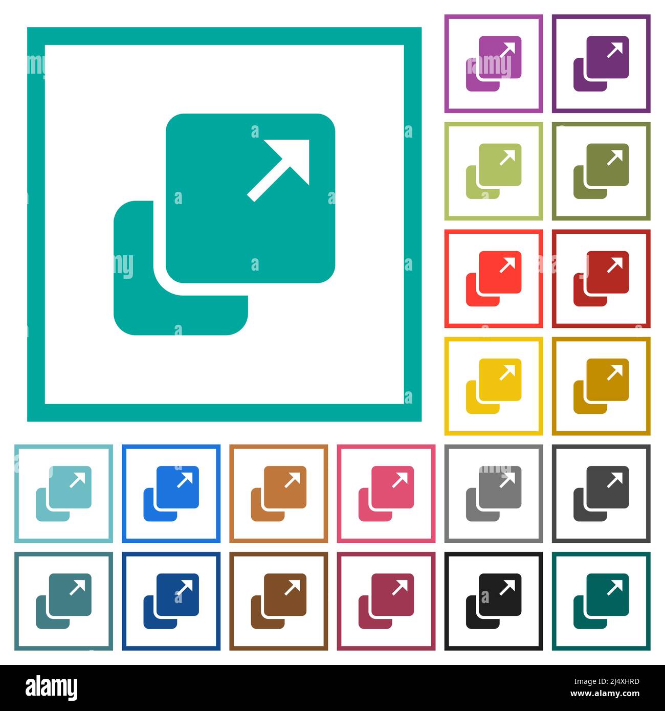Extend element solid flat color icons with quadrant frames on white ...