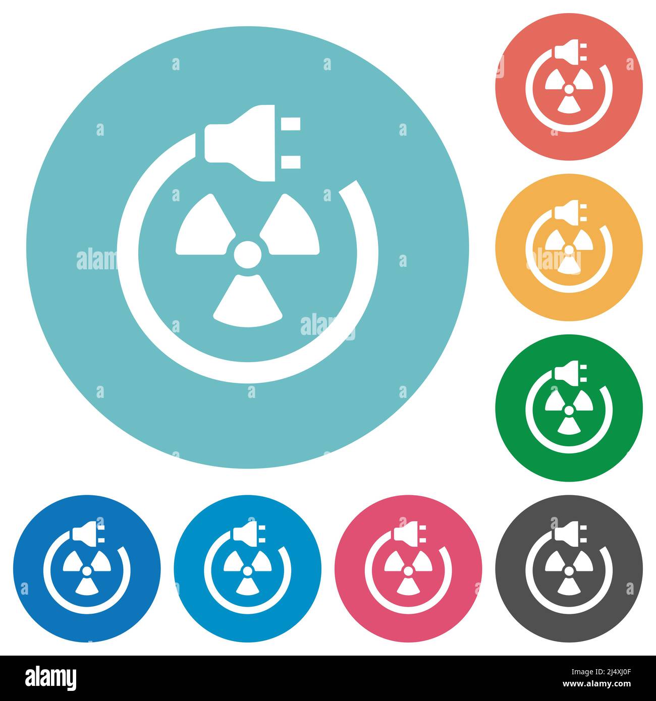 Nuclear energy flat white icons on round color backgrounds Stock Vector ...