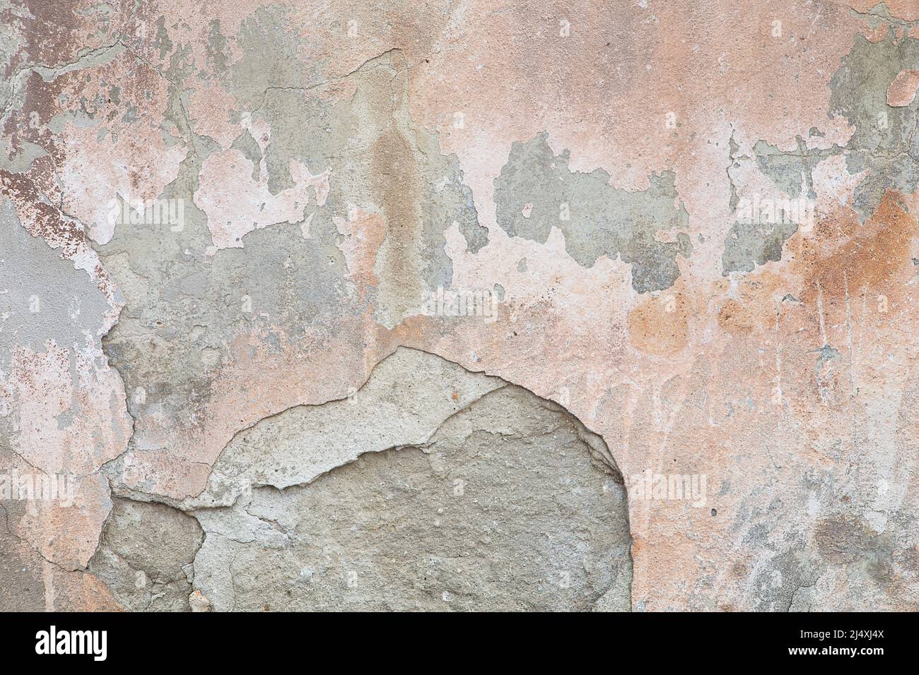 Old flaky wall with destroyed plaster. Renovation of old house ...