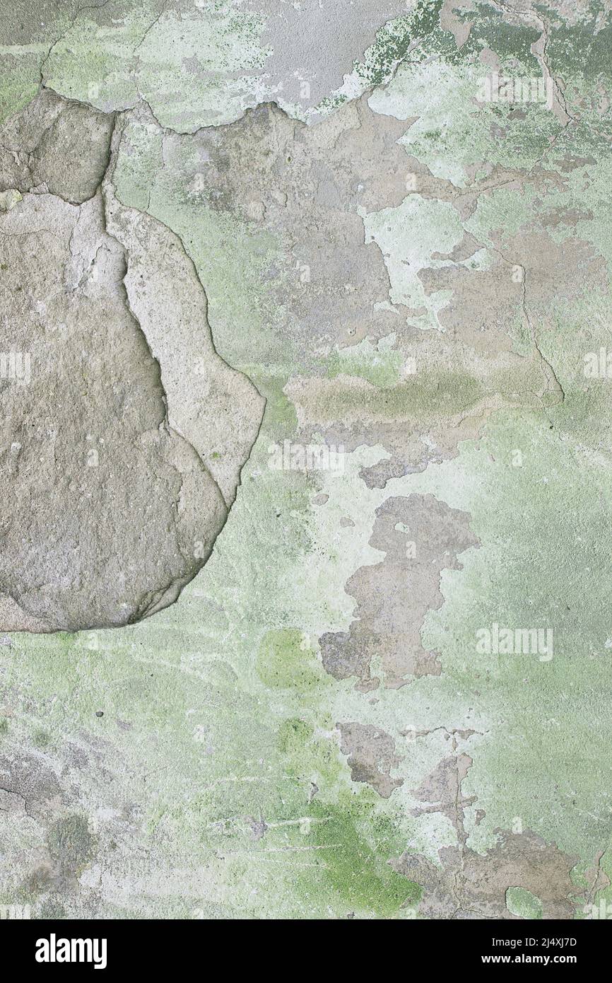 Old flaky wall with destroyed plaster. Renovation of old house ...