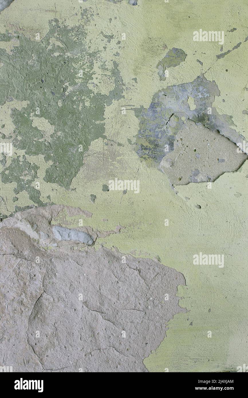 Old flaky wall with destroyed plaster. Renovation of old house ...