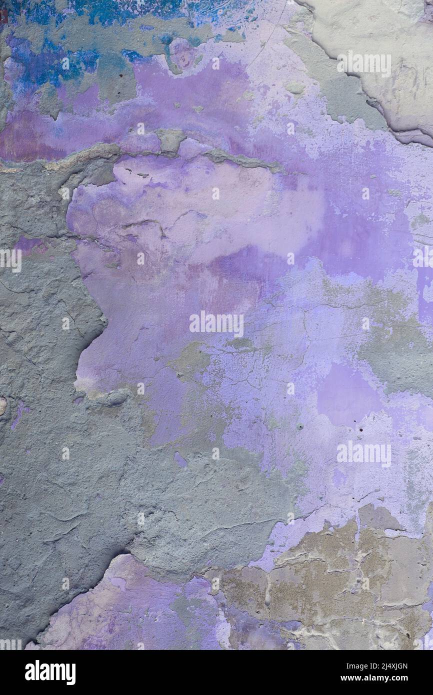 Old flaky wall with destroyed plaster. Renovation of old house ...