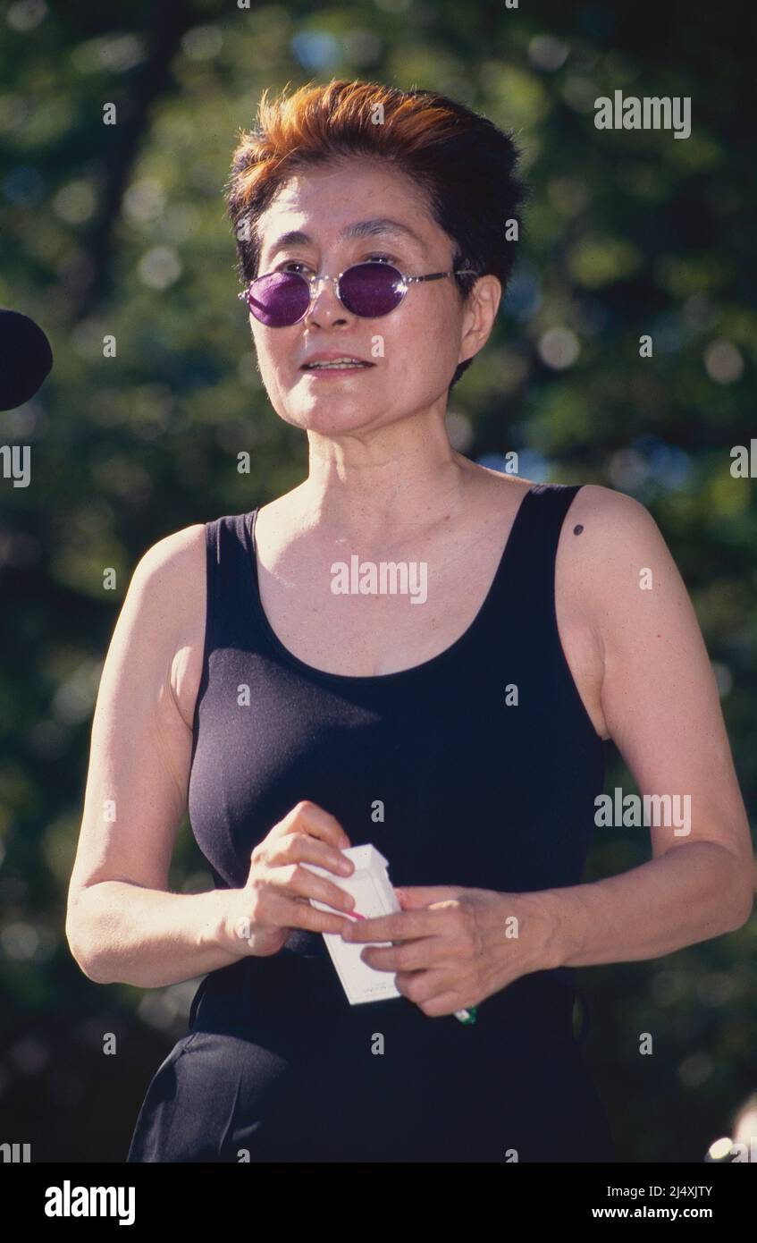 Yoko Ono performing at Central Park's SummerStage at Rumsey Playfield ...