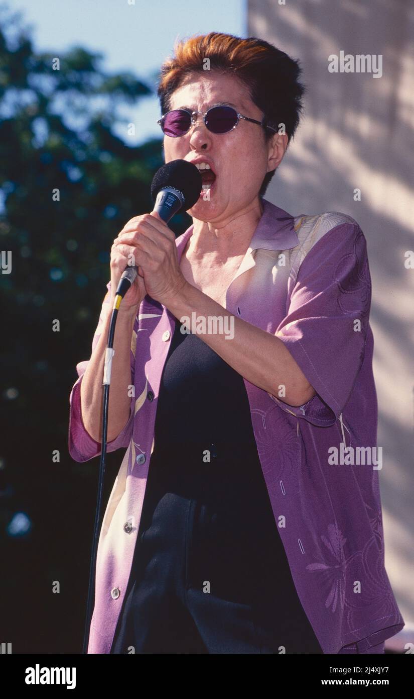 Yoko Ono performing at Central Park's SummerStage at Rumsey Playfield ...