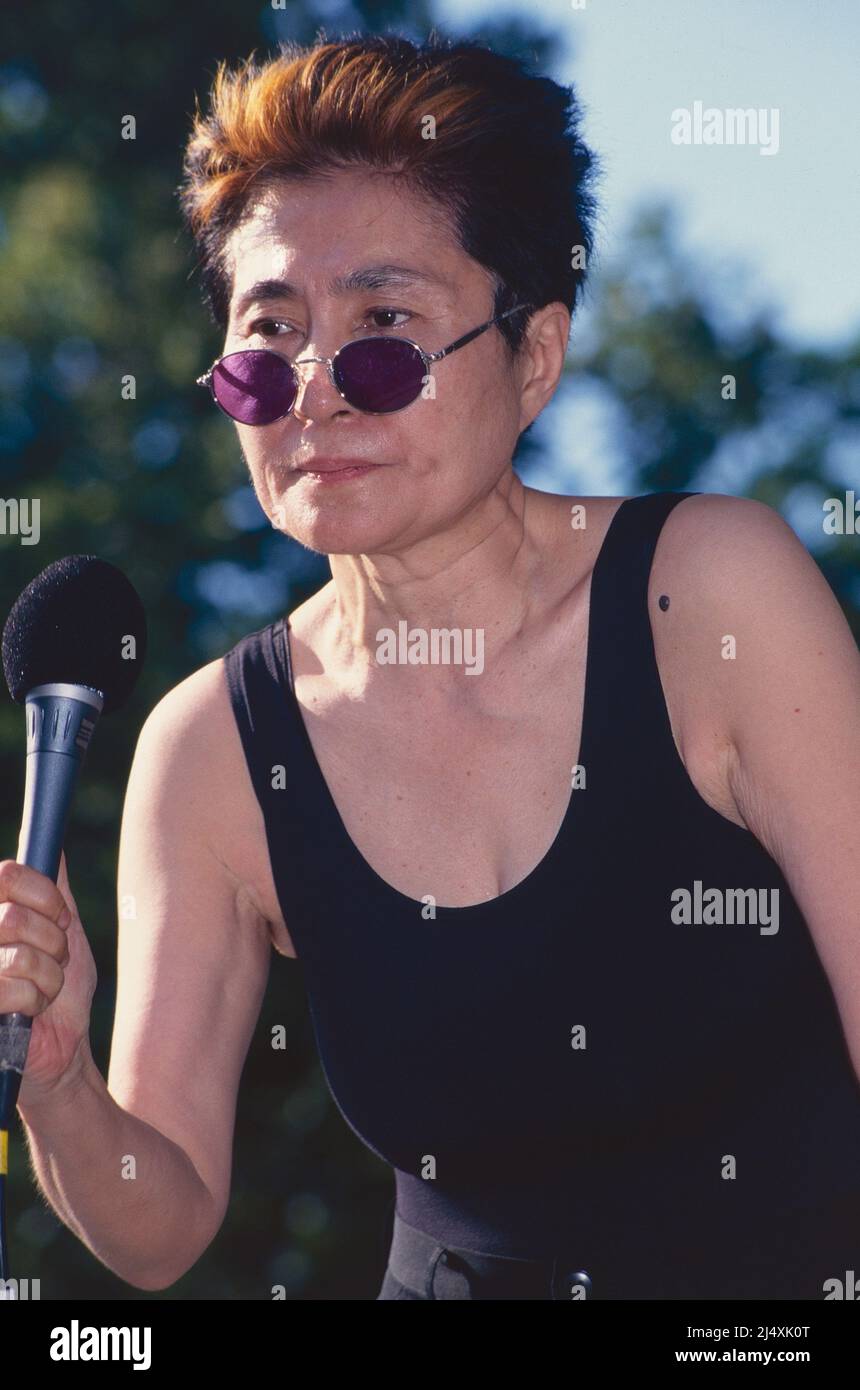 Yoko Ono performing at Central Park's SummerStage at Rumsey Playfield ...