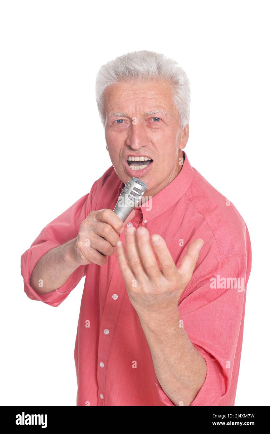 Senior man singing microphone hi-res stock photography and images - Alamy