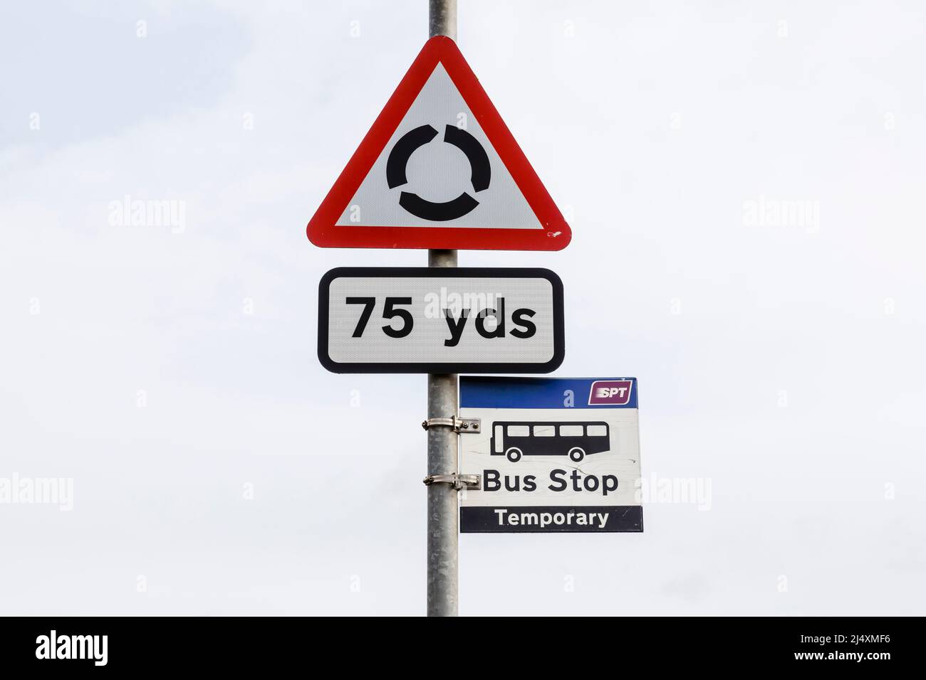 Temporary Bus Stop sign, Scotland, UK, Europe Stock Photo - Alamy