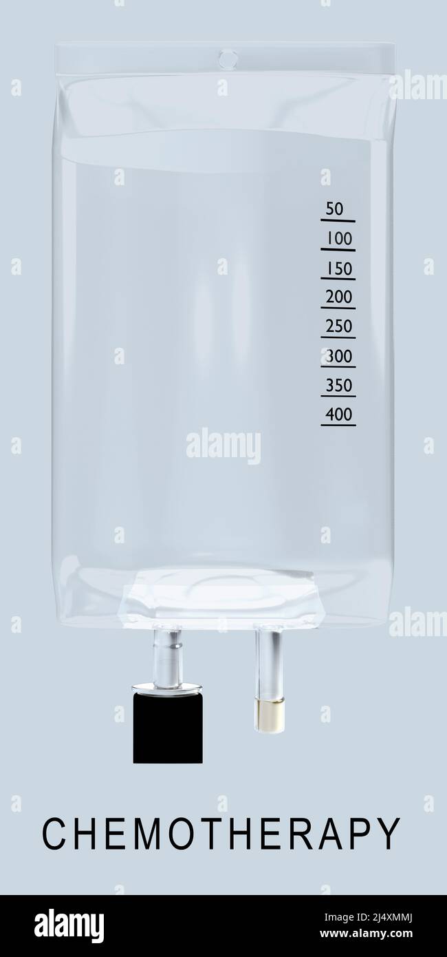 3d illustration CHEMOTHERAPY script under an infusion bag, isolated on ...