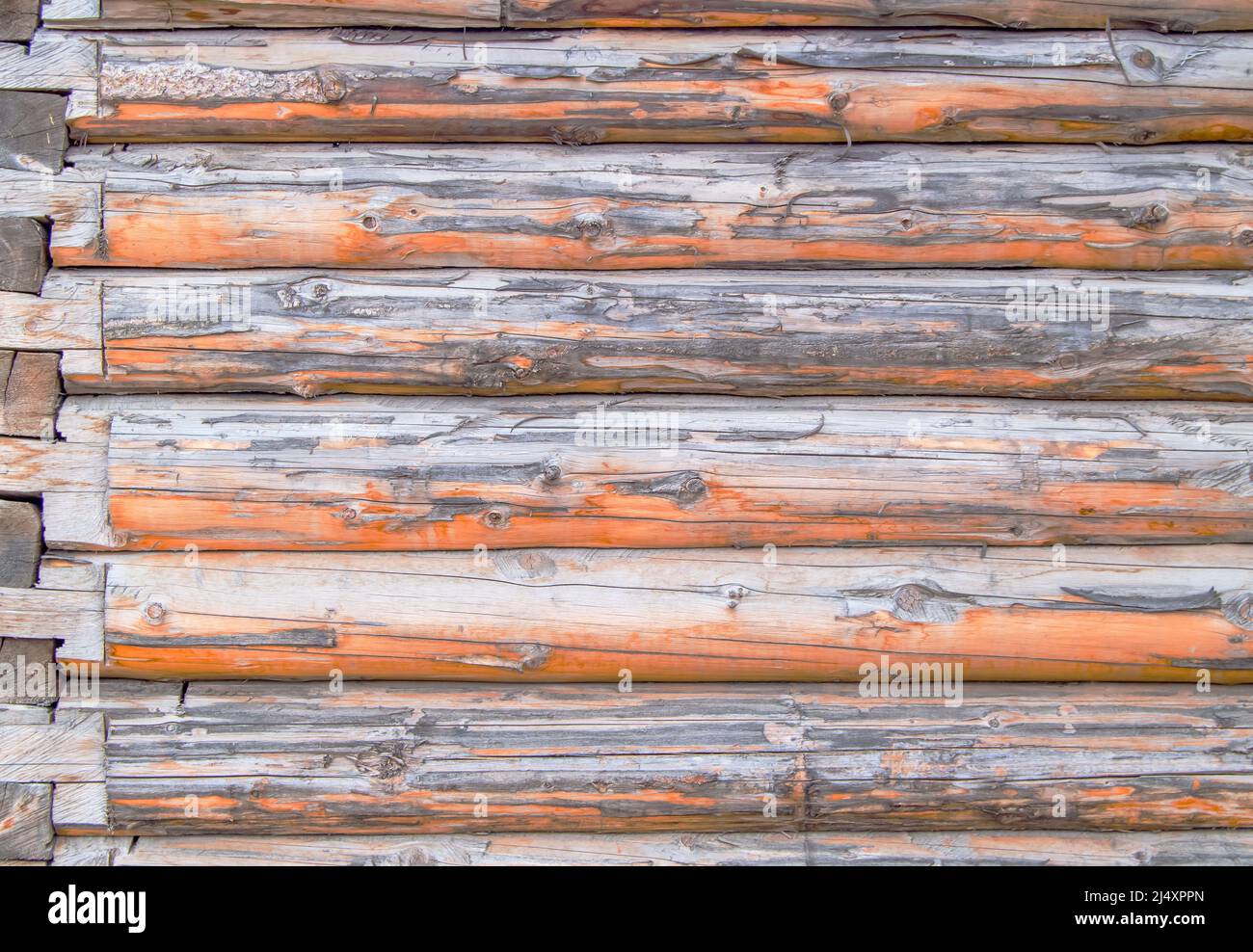 Horizontal natural log background, rough planed wood, rustic log eco ...