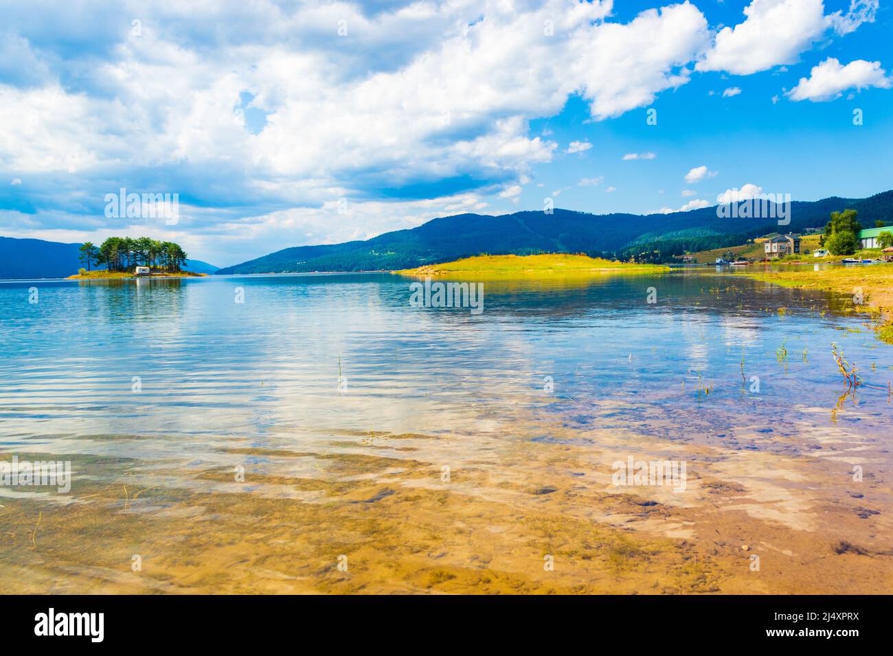 View of Dospat Dam on cloudy summer day -situated in the western part ...