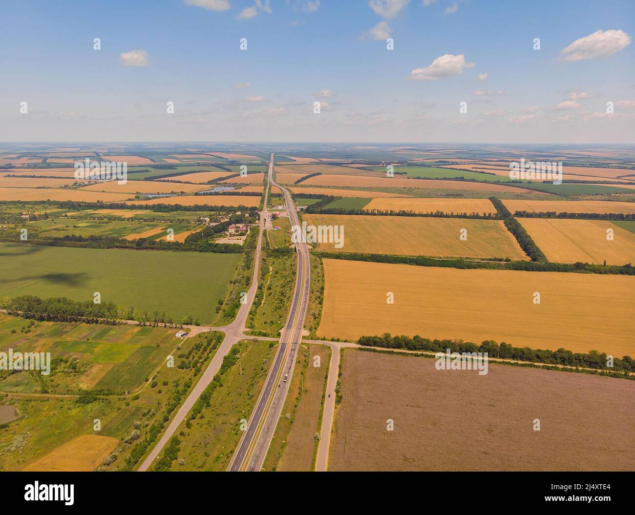 Wheat field from a height, top view, photographed by drone Stock Photo ...