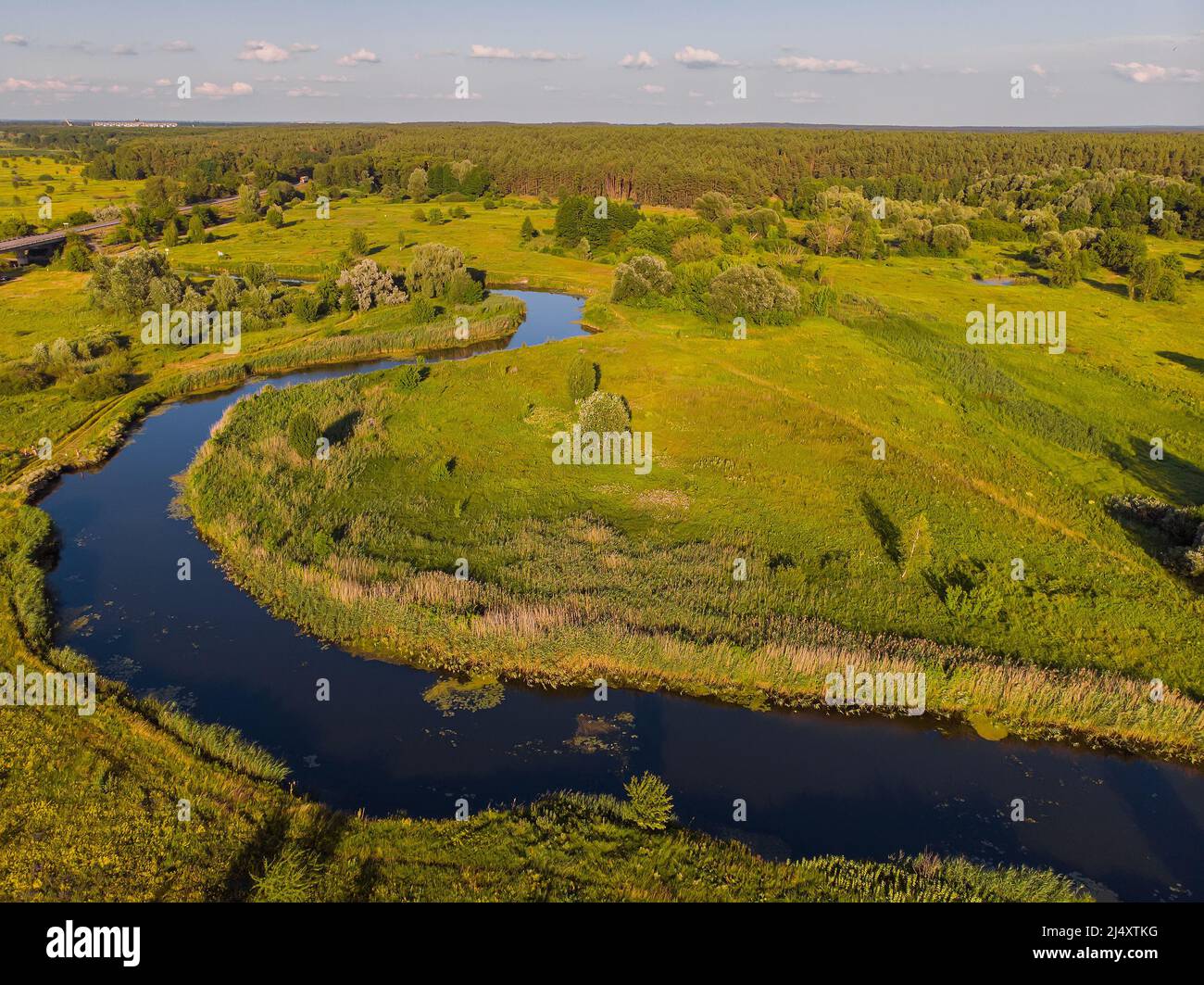 Aerial view bend river surrounded hi-res stock photography and images ...