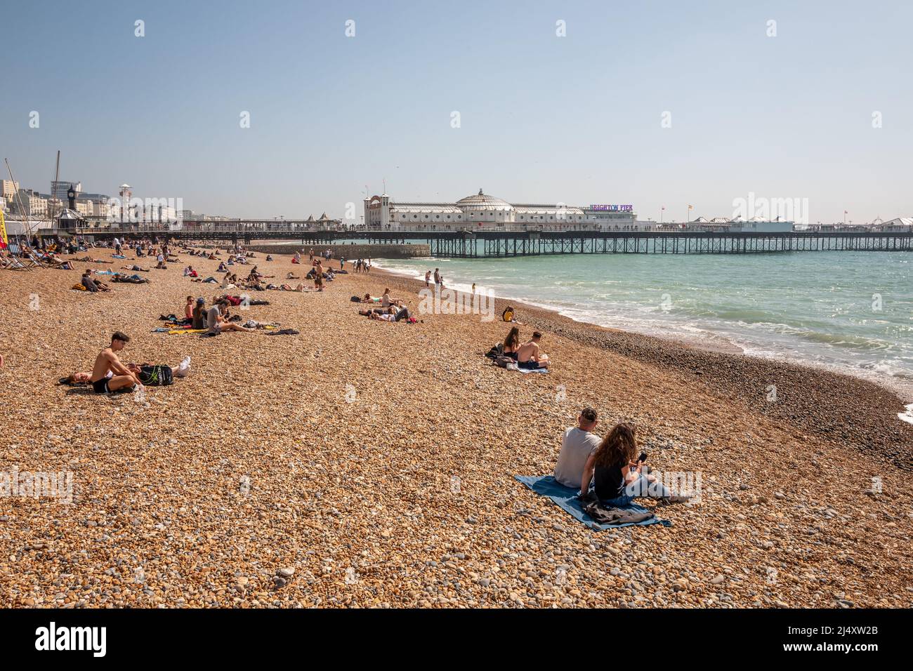 Brighton, April 16th 2022: Record temperatures brought the crowds out ...