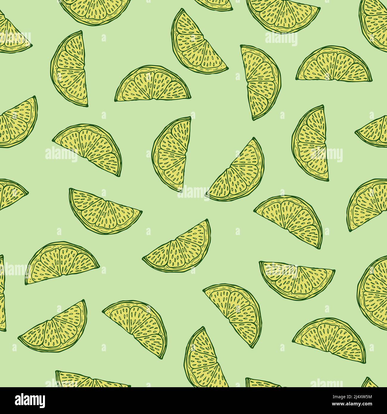 Seamless pattern engraved slice lemon. Vintage background piece lemon ...
