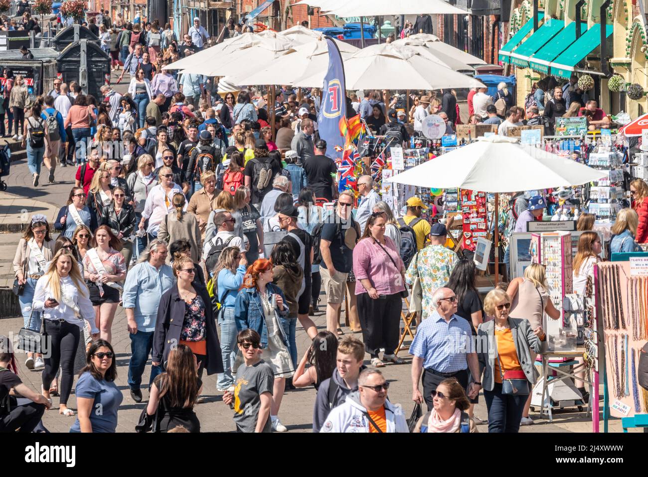 Brighton, April 16th 2022: Record temperatures brought the crowds out ...