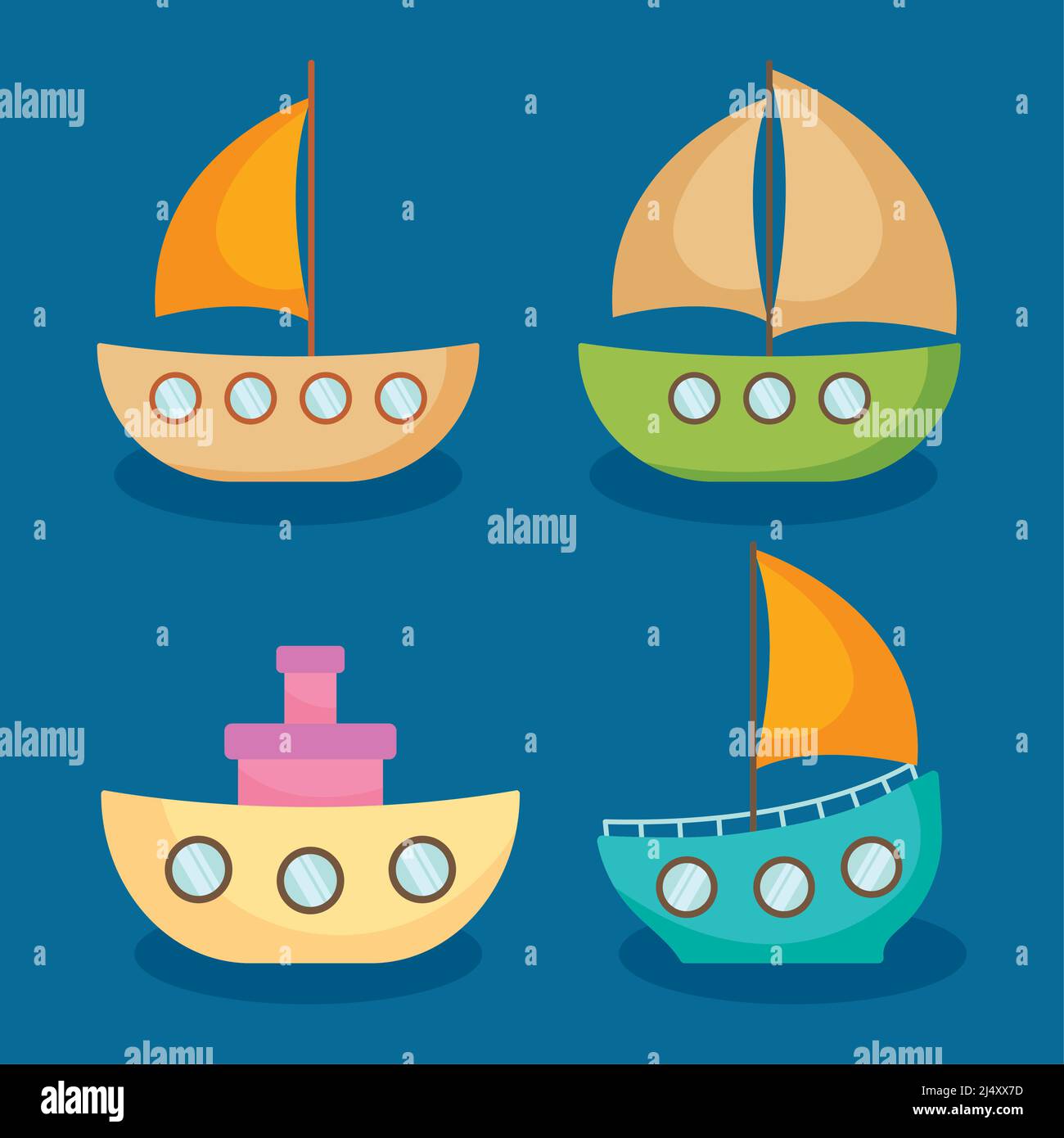 cute ships and boats set Stock Vector Image & Art - Alamy