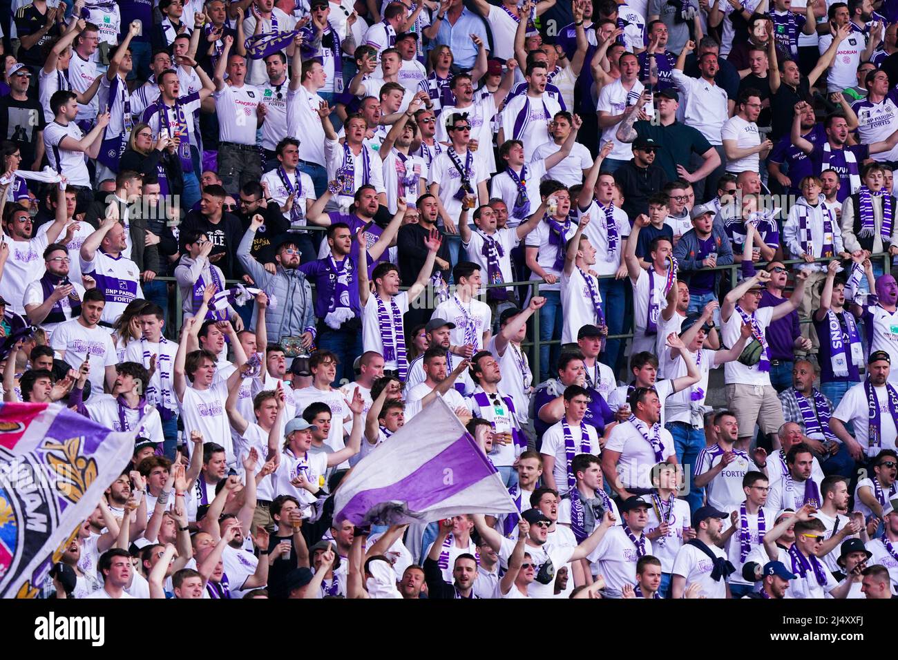 BRUSSEL, BELGIUM - APRIL 18: Fans and supporters of RSC Anderlecht ...