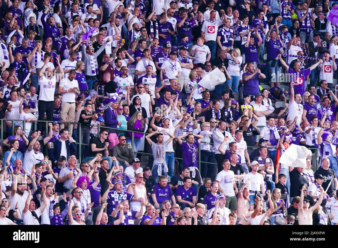 BRUSSEL, BELGIUM - APRIL 18: Fans and supporters of RSC Anderlecht ...
