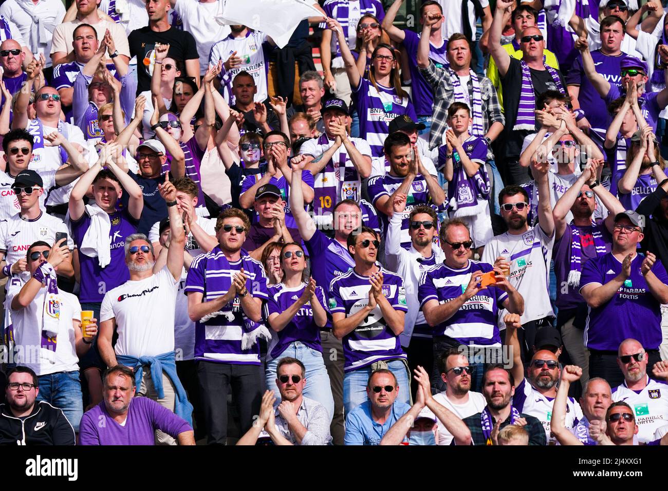 BRUSSEL, BELGIUM - APRIL 18: Fans and supporters of RSC Anderlecht ...