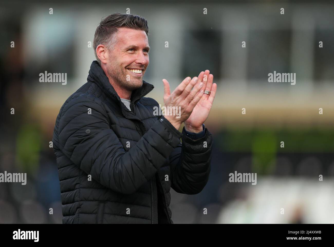 Forest Green Rovers manager Rob Edwards celebrates after the Sky Bet ...