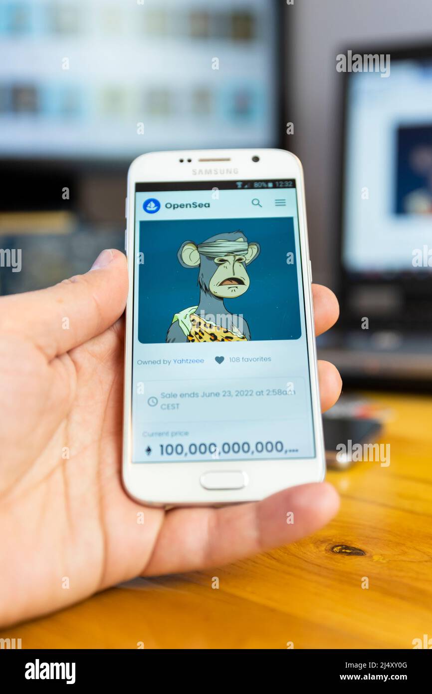 Belgrade, Serbia - April 15, 2022: The most expensive Bored Ape NFT ... Belgrade, Serbia - April 15, 2022: The most expensive Bored Ape NFT ...