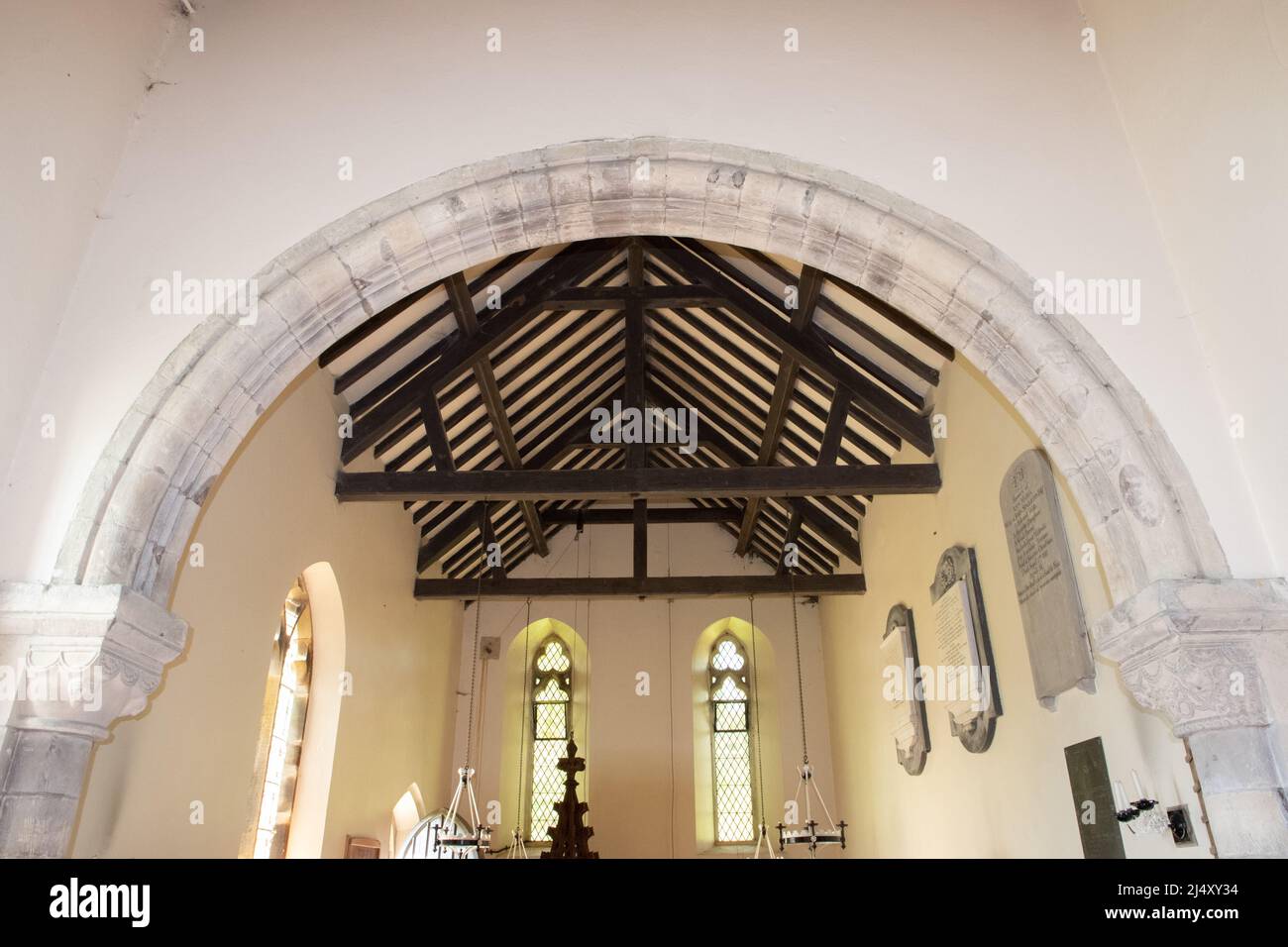 Saint Ethelburgh, Great Givendale Norman Arch Stock Photo - Alamy