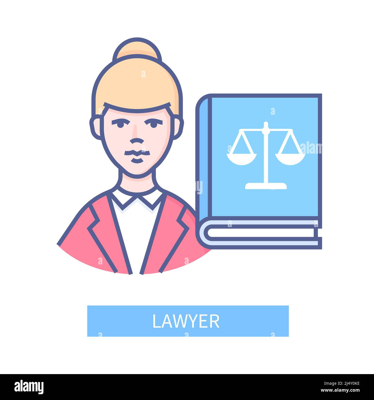 Lawyer - modern colored line design style icon on white background ...
