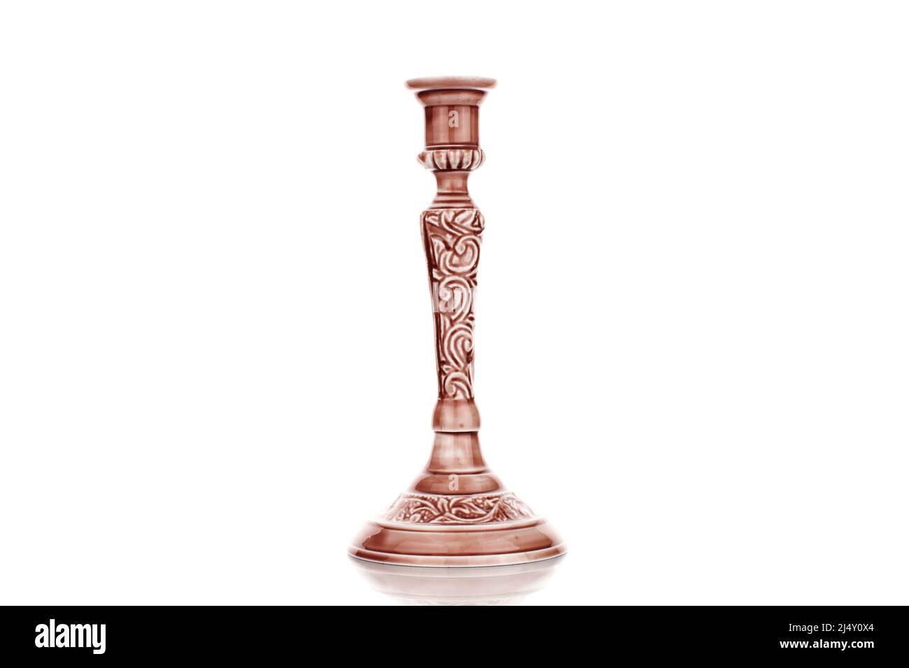 One ceramic candlestick, close-up, isolated on a white background Stock ...