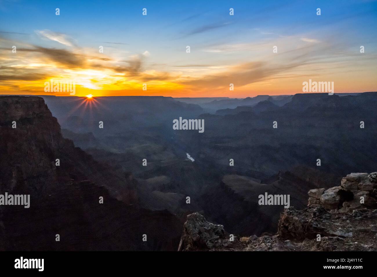 Dramatic vibrant sunset scenery in Grand Canyon National Park, A Stock ...