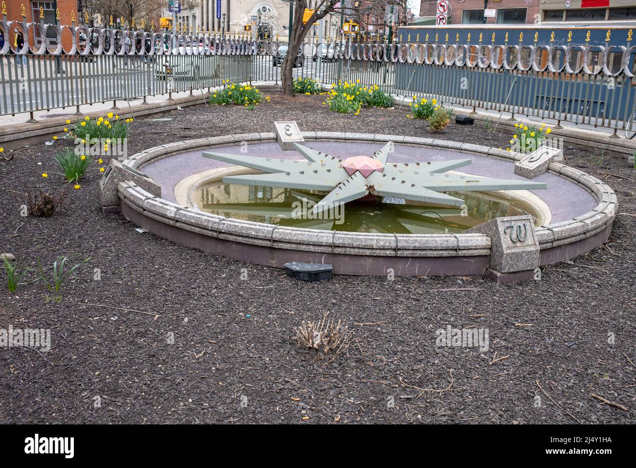 compass monument in tiny park in East Village Manhattan New York City ...