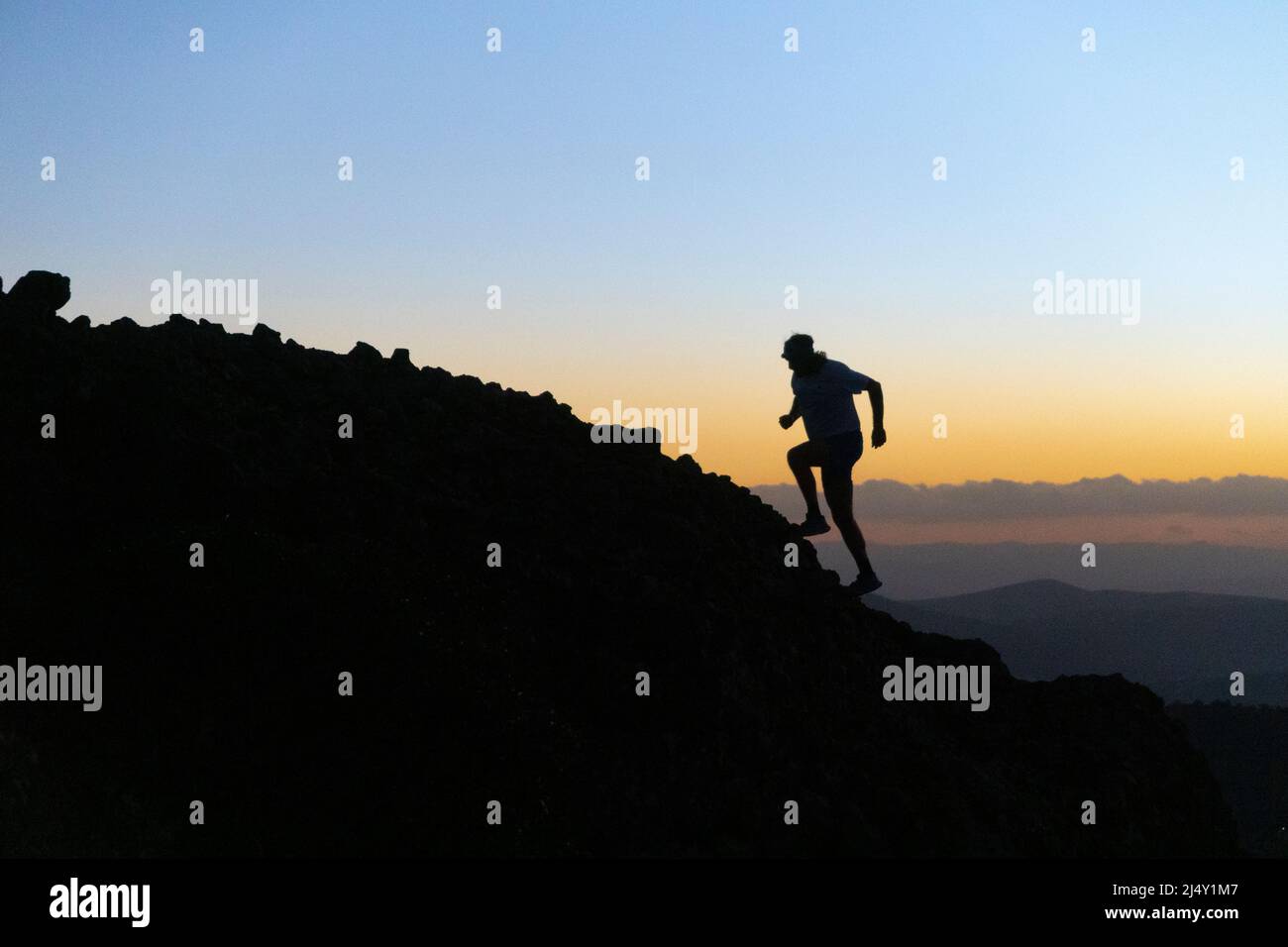 Ona man trail running at El l Chico National Park, Hidalgo Stock Photo ...
